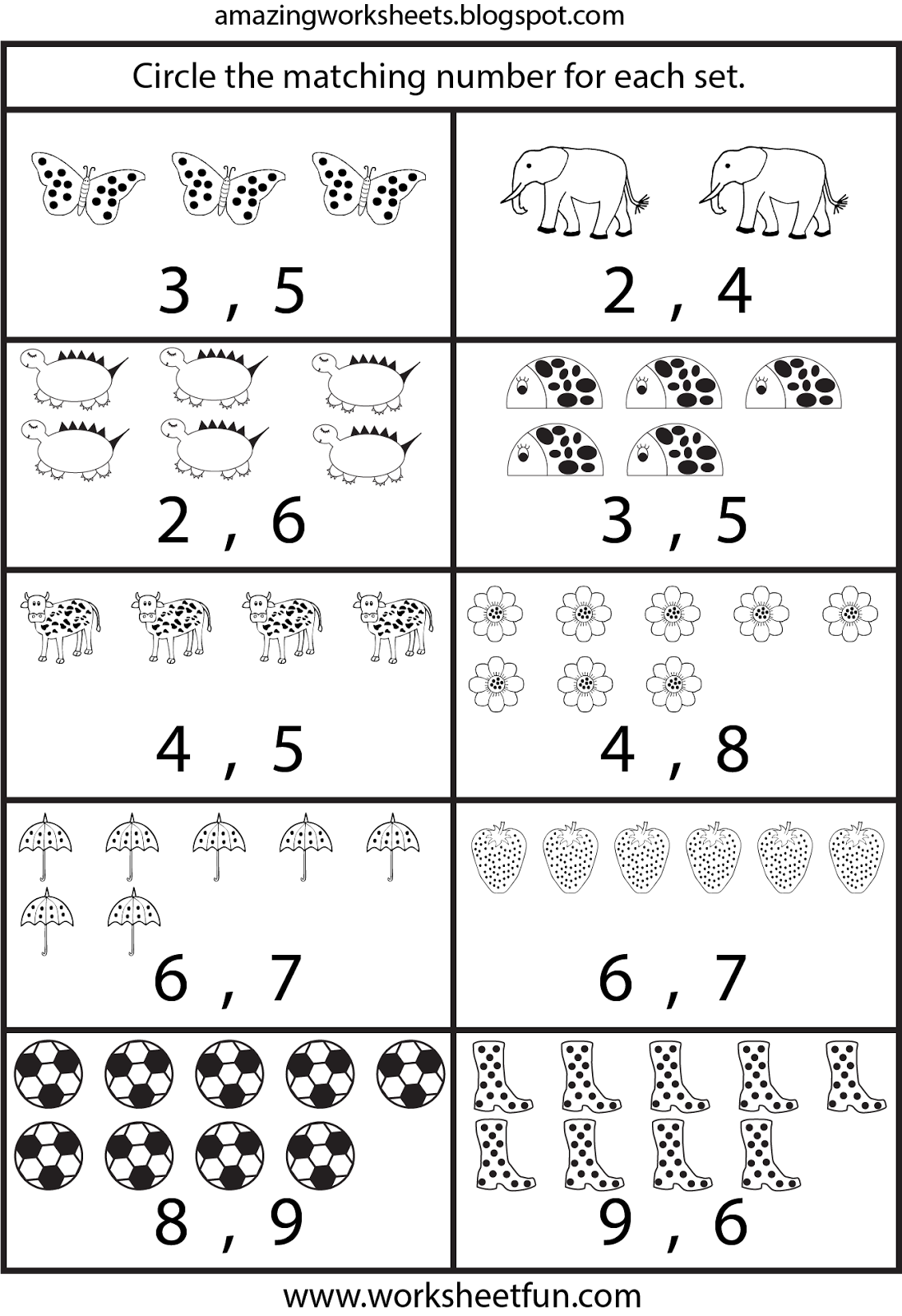 Counting Sets Worksheets For Kindergarten