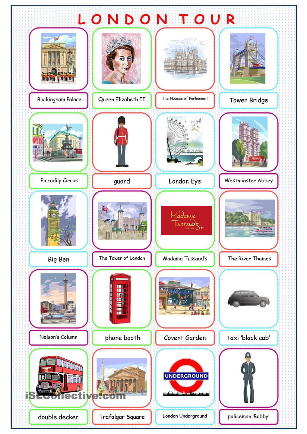 London Sights Worksheets